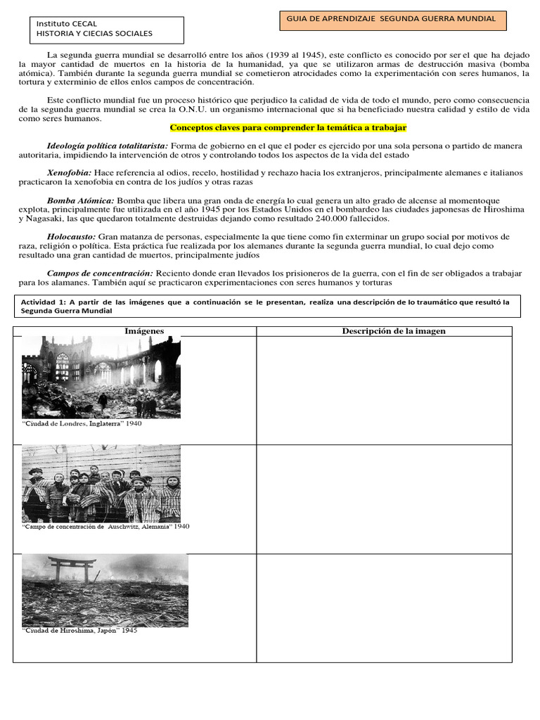 Historia Guia Ejercicios Ii Guerra Mundial | PDF