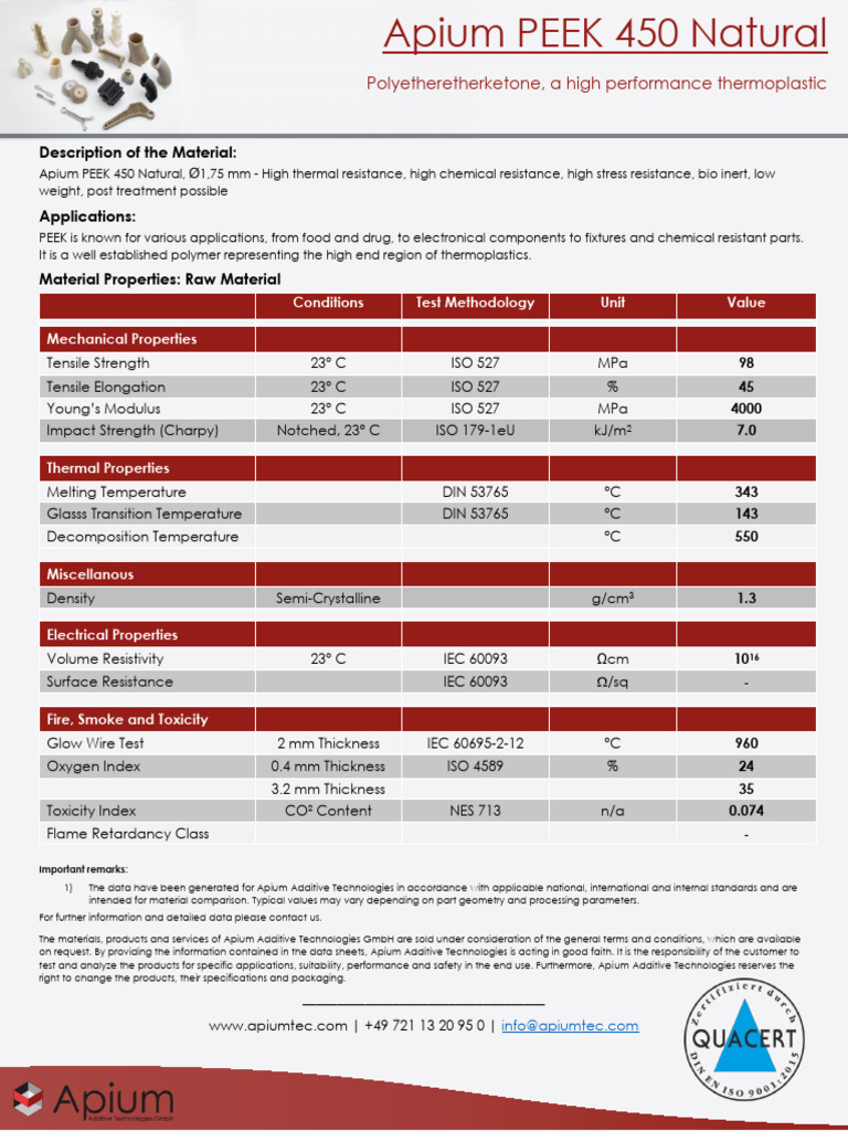 DataSheet Apium PEEK 450 Natural en V2 | PDF