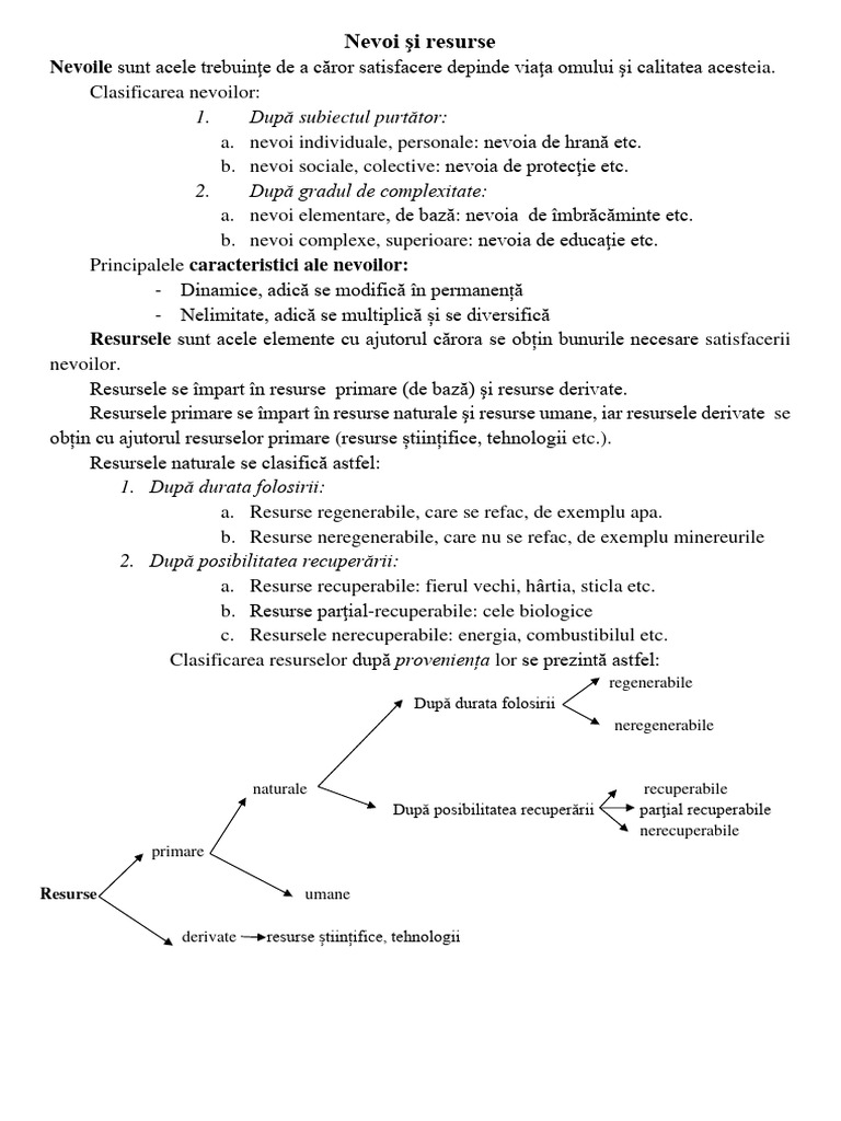 Nevoi Si Resurse - Teorie | PDF
