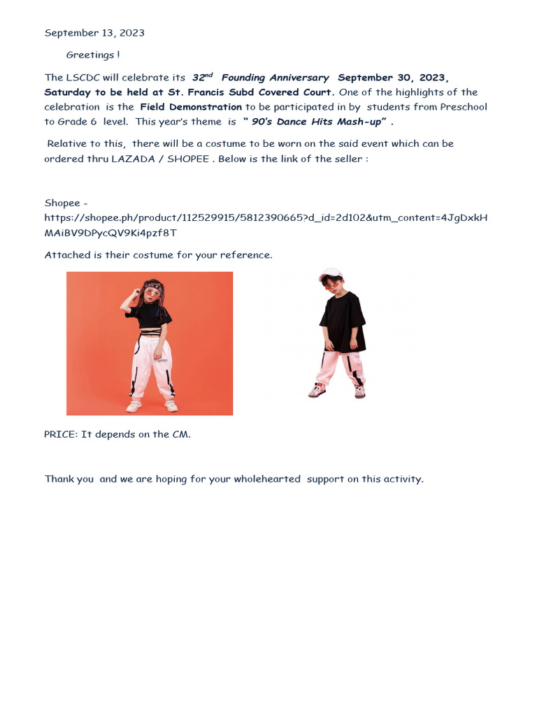 Field Demo Costume 2023 | PDF | Sports & Recreation