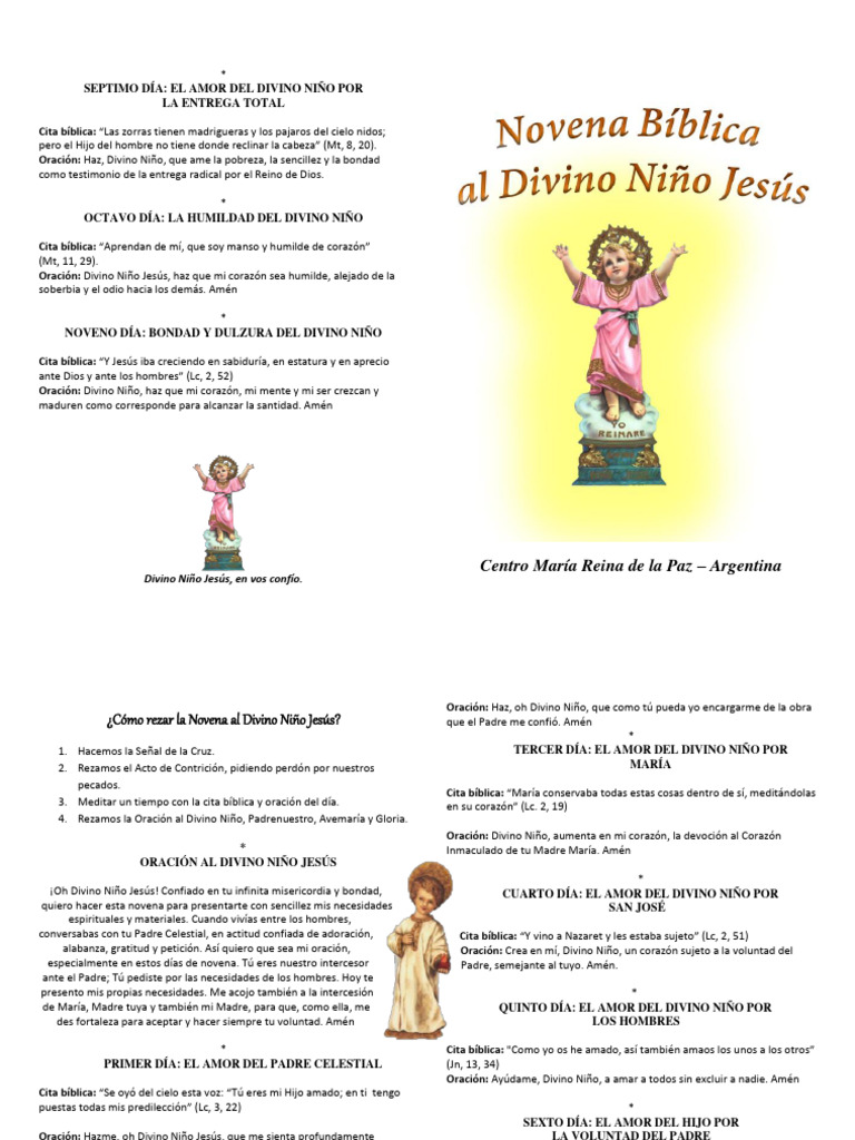 Novena Bíblica Al Divino Niño Jesús | Descargar gratis PDF | Oración ...