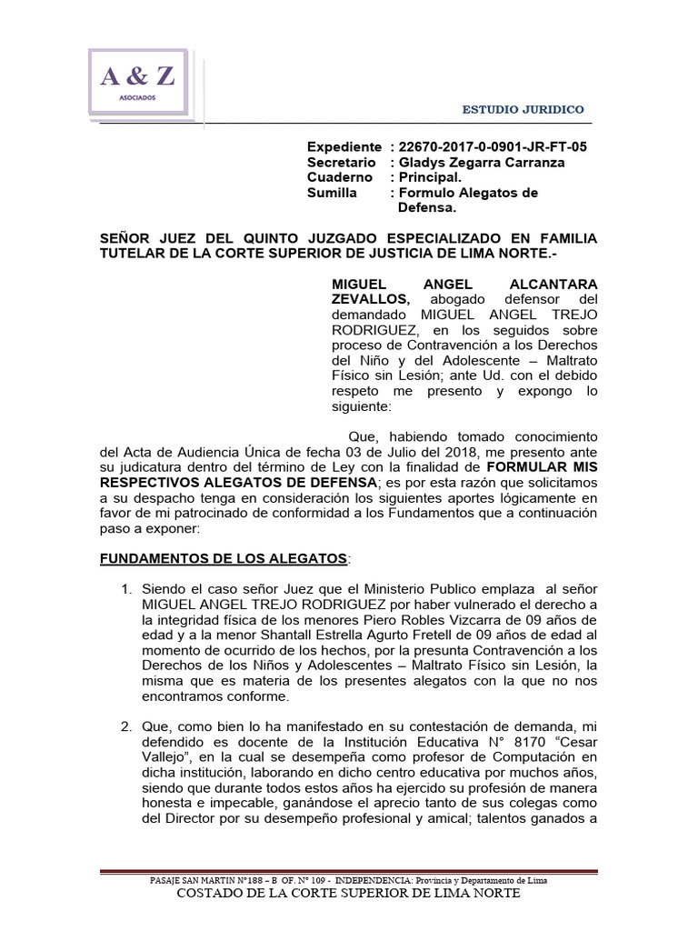 Alegatos - Miguel Angel Trejo Rodriguez | PDF | Abuso infantil | Justicia