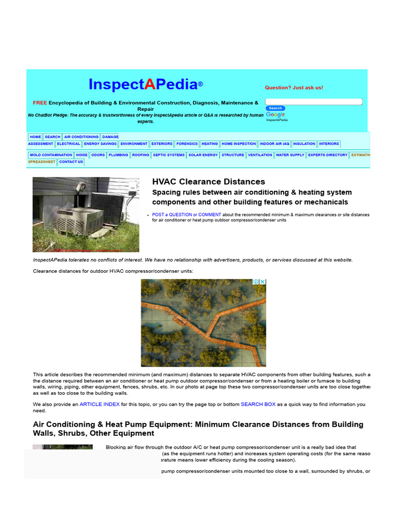 HVAC Clearance Distances Spacing Rules Between Air Conditioning ...