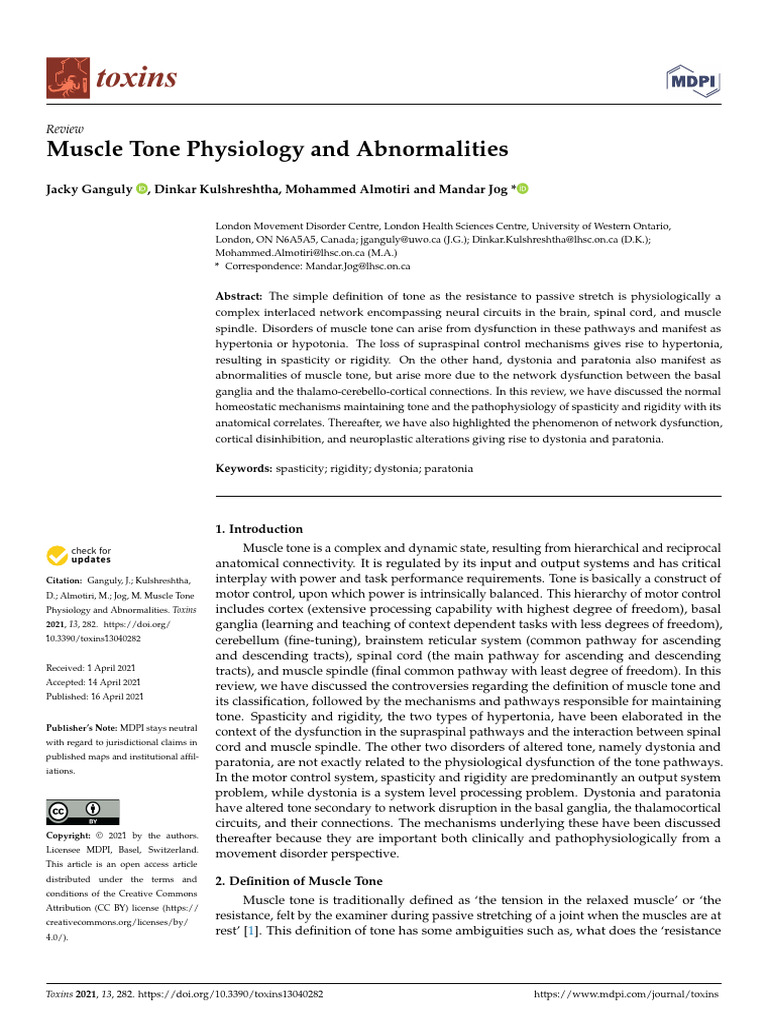 Muscle Tone Physiology and Abnormalities (2021) | PDF | Cerebellum ...