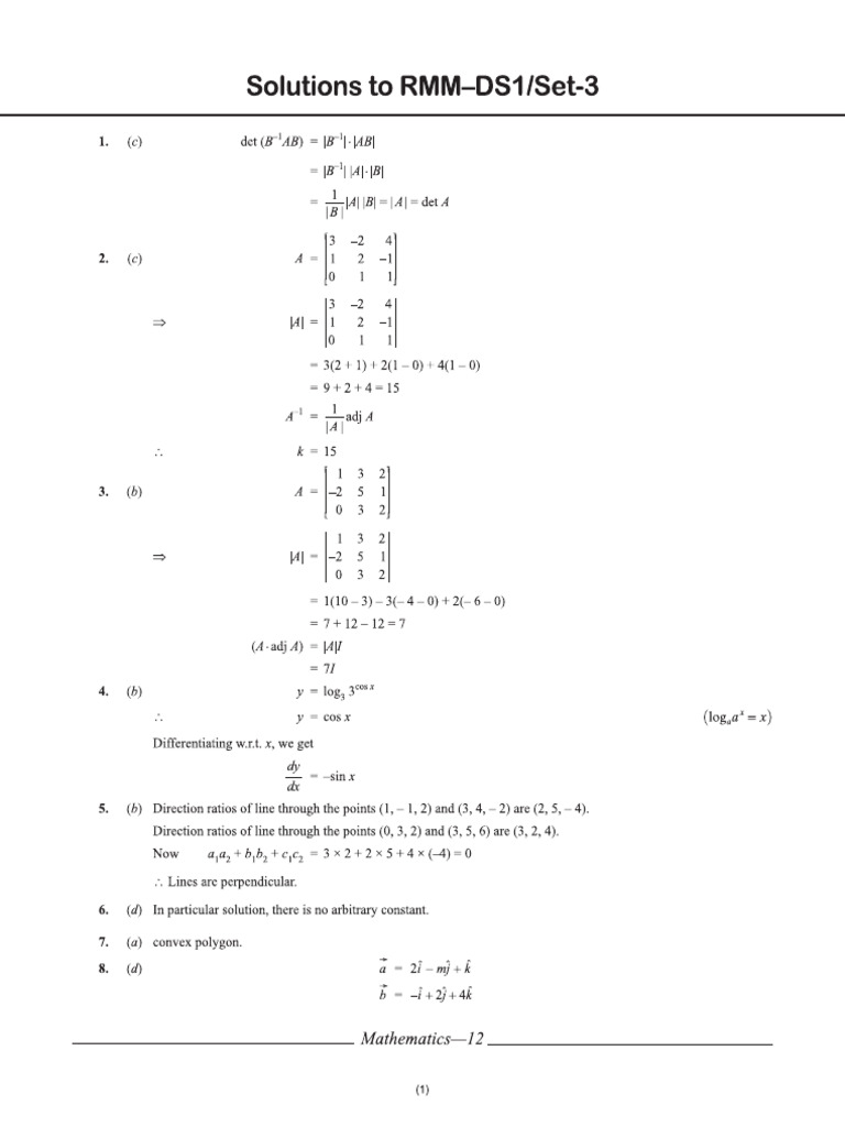 Maths 12 - Set - 3 | PDF