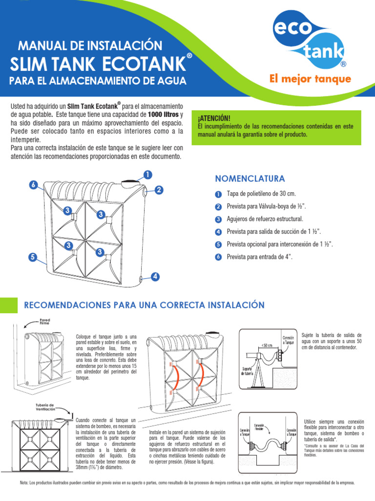 Manual de Slim Tank | PDF | Tanques | Agua
