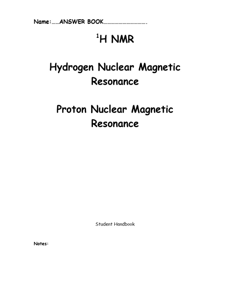 NMR Worksheet: Hydrogen Environments | PDF