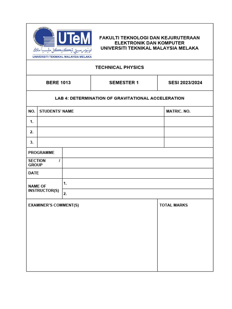 Gravitational Acceleration Lab Guide | PDF | Oscillation | Pendulum