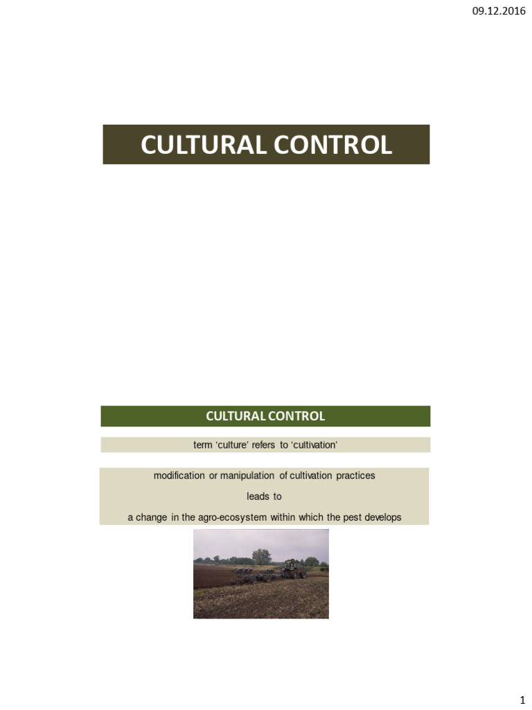 Cultural Methods - Cultural Control | PDF | Tillage | Pest (Organism)