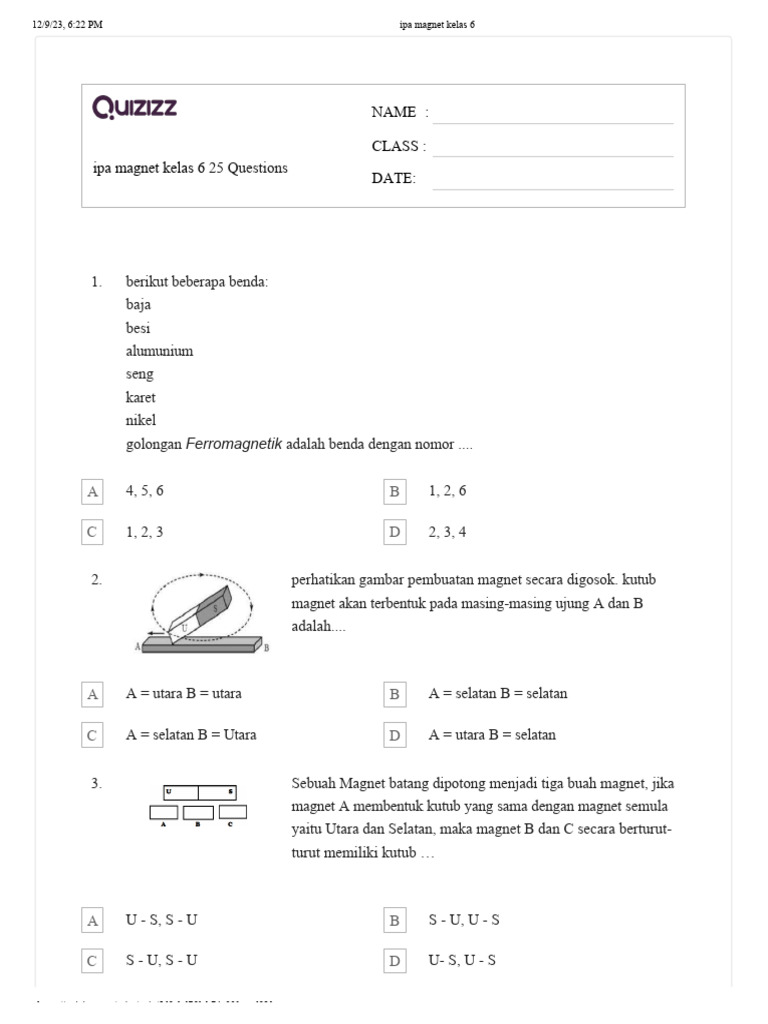 Ipa Magnet Kelas 6 | PDF