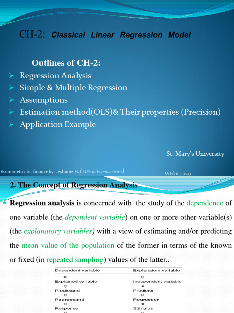 Ch2 - Econometrics For Finance (Regression Part) | PDF | Ordinary Least Squares | Regression ...