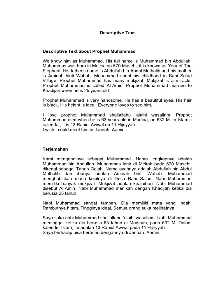 Descriptive Text on Muhammad and Ronaldo | PDF