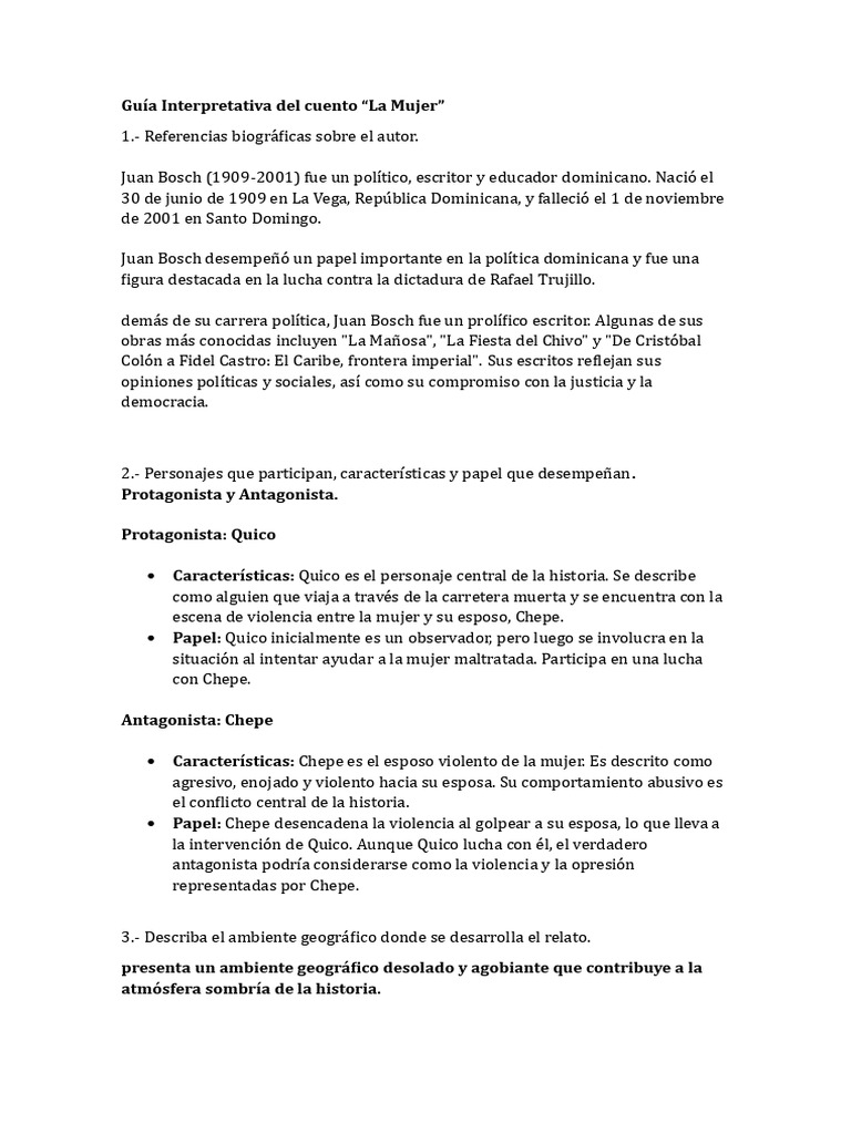 Guia Del Cuento - La Mujer. | PDF | Violencia | República Dominicana