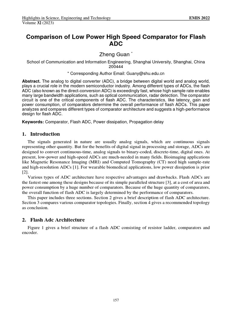 Comparison of Low Power High Speed Comparator For | PDF