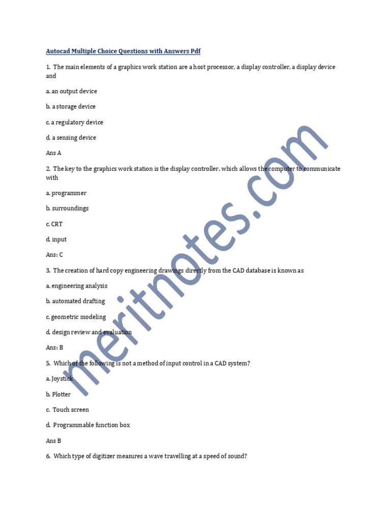 Autocad MCQ Exam Guide | PDF | Art