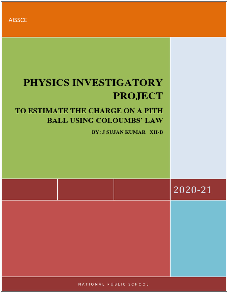 PHYSICS INVESTIGATORY PROJECt On Estimation of Charge On A Pith Ball | PDF