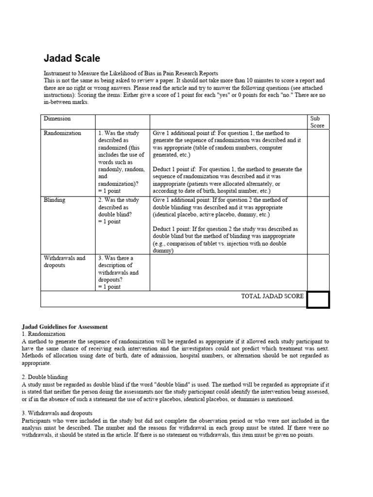 Jadad Scale | PDF | Scientific Method | Science