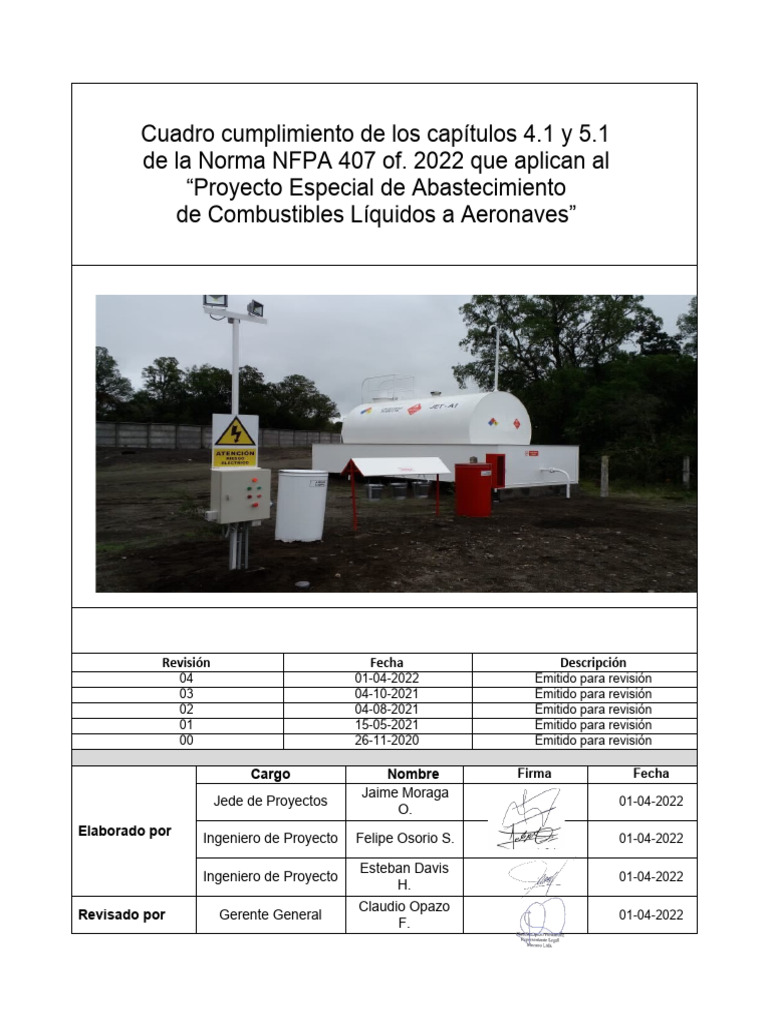 Cuadro Cumplimiento NFPA 407 FEBRERO 4.1 y 5.1 | PDF | Bomba | Ciencias ...
