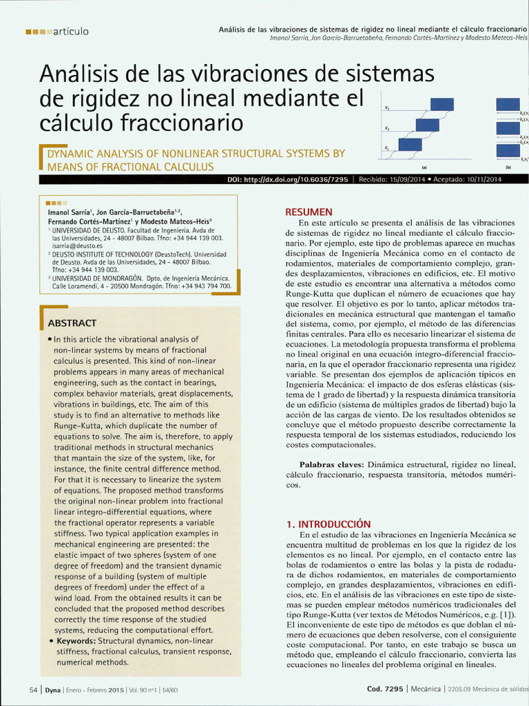 Análisis de las vibraciones de Sistemas de Rigidez (Cálculo Fraccionario) | PDF
