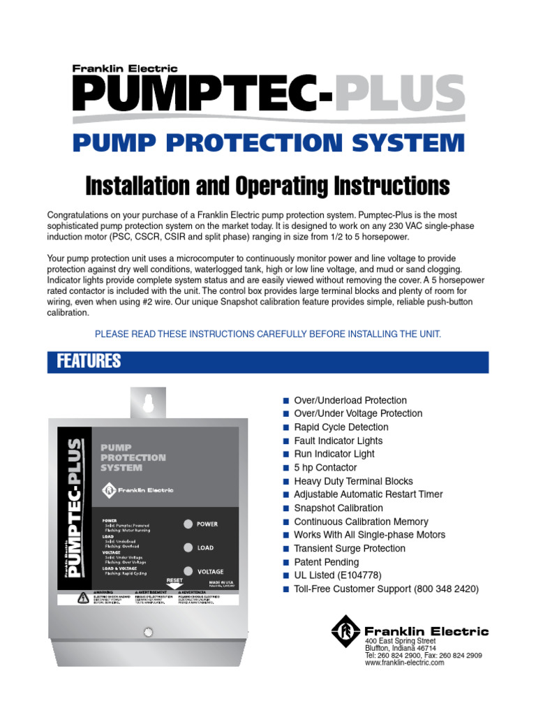 Pumptec Plus Man | PDF | Mains Electricity | Switch