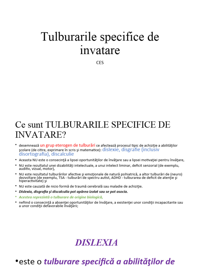 Tulburarile Specifice de Invatare | PDF