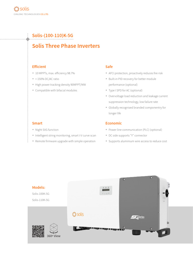 Solis Datasheet Solis - (100-110) K-5G GBR V2,5 2023 06 | PDF