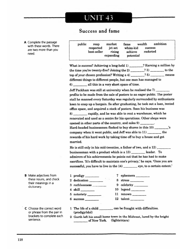 Recycling Advanced English - UNIT 43 - SUCCESS | PDF
