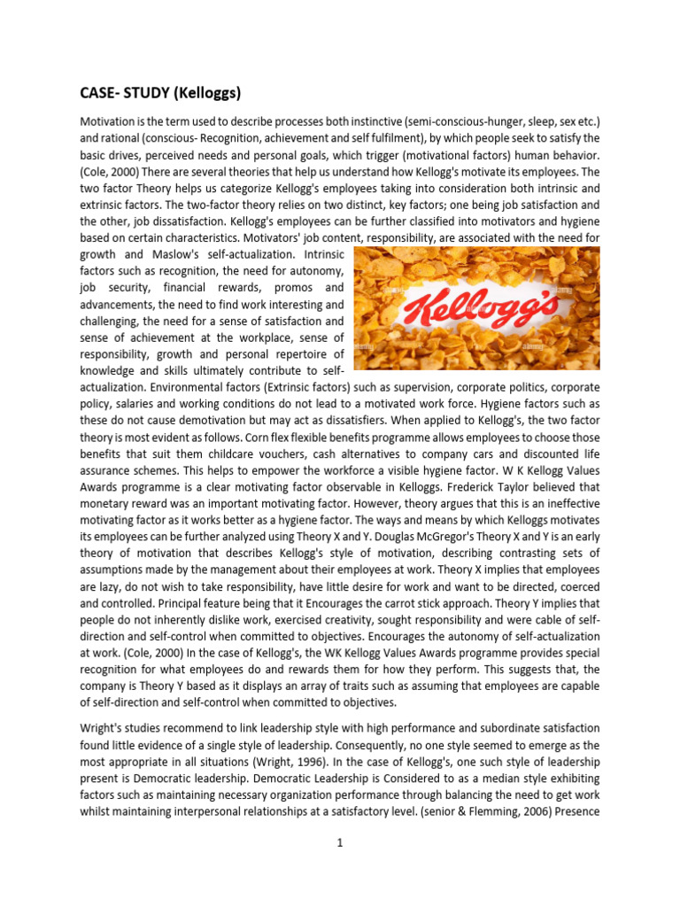 kellogs case study (Motivation) | PDF | Motivational | Motivation