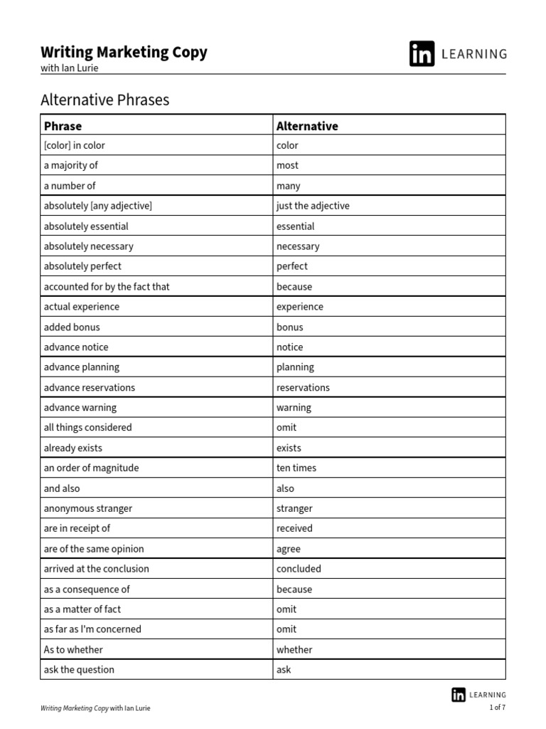 Alternative Phrases | PDF