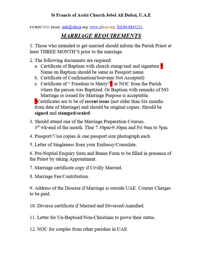 Marriage Requirements New | PDF