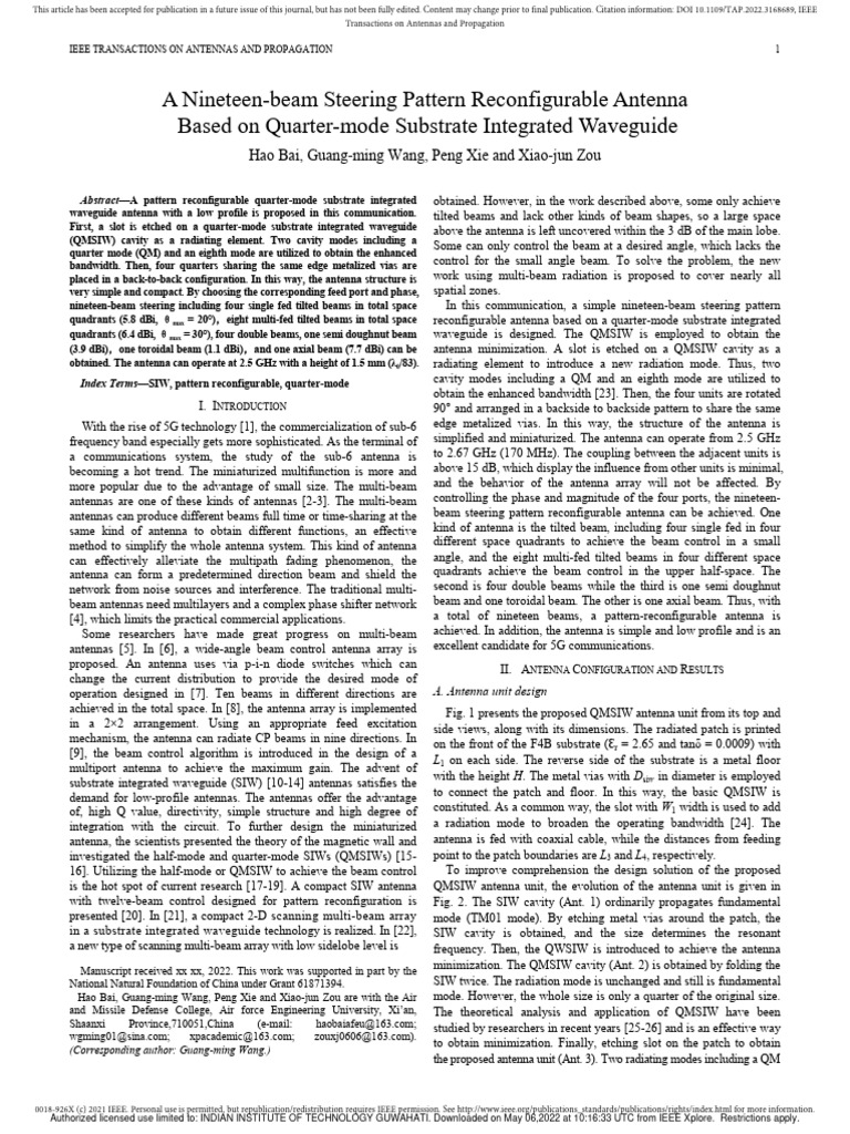 A Nineteen-Beam Steering Pattern Reconfigurable Antenna Based On ...