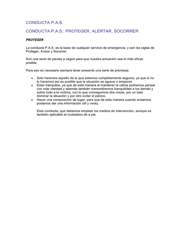 Conducta P.A.S. en Primeros Auxilios | PDF