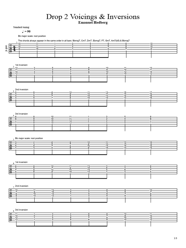 Tabs - Drop 2 Voicings - Lesson 3 | PDF | Music Theory | Musicology