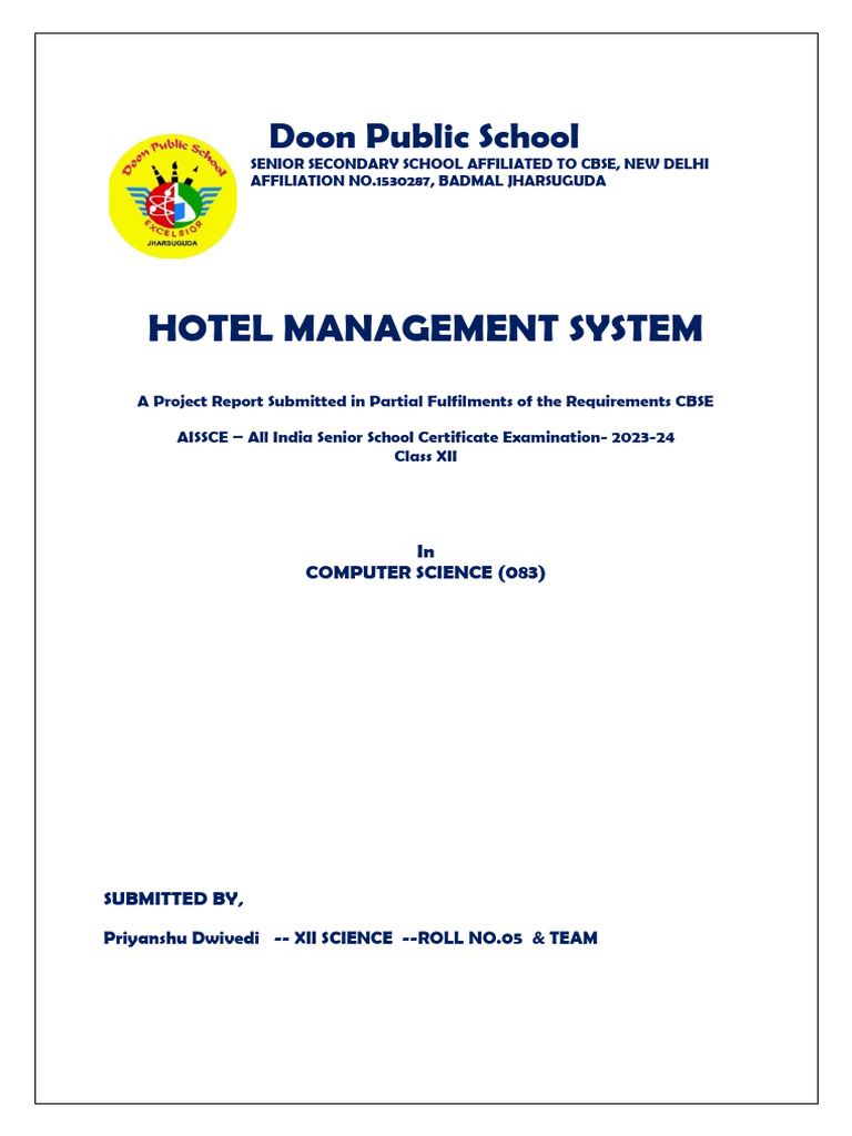 Class 12th Hotel Management Project | PDF
