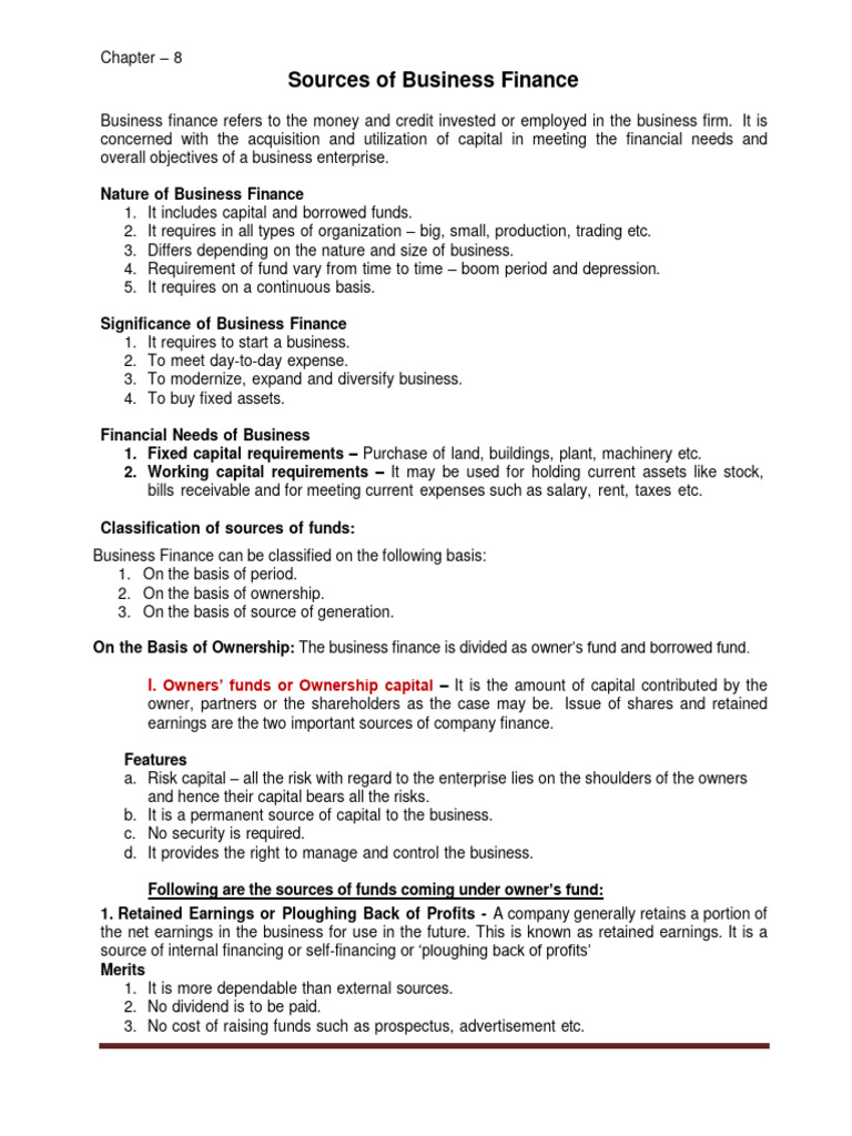 Chapter 8 Sources of Business Finance.-1-6 | PDF | Loans | Stocks