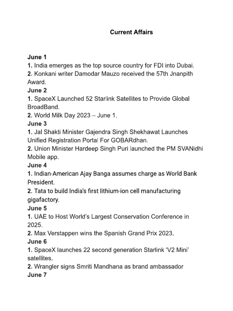 Current Affairs | PDF