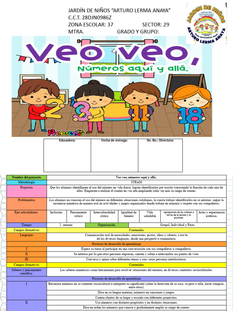 Proyecto Veo Veo Numeros Aqui y Alla-1 | PDF