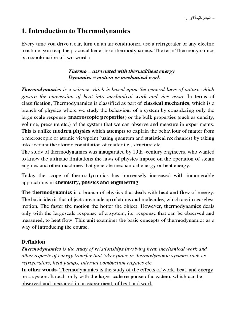 Introduction in Thermodynamics | PDF | Science & Mathematics