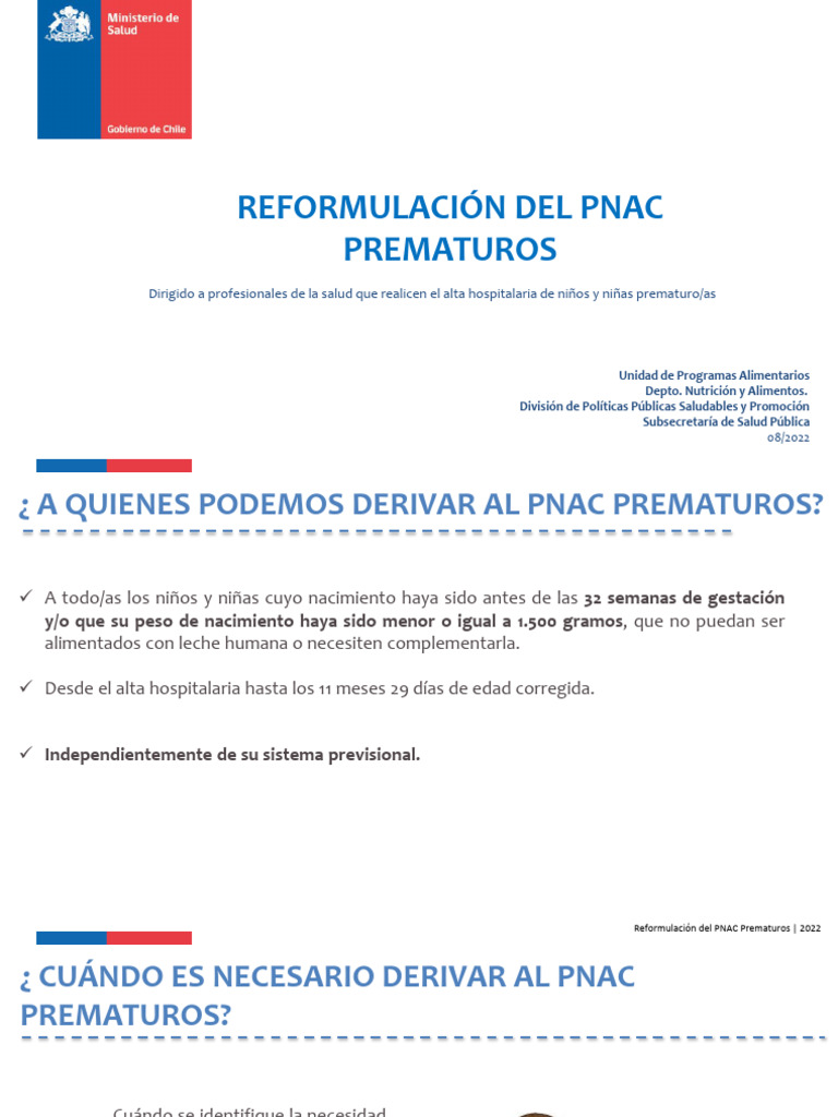 2022.08.29 Reformulacion PNAC Prematuros Derivacion | PDF ...
