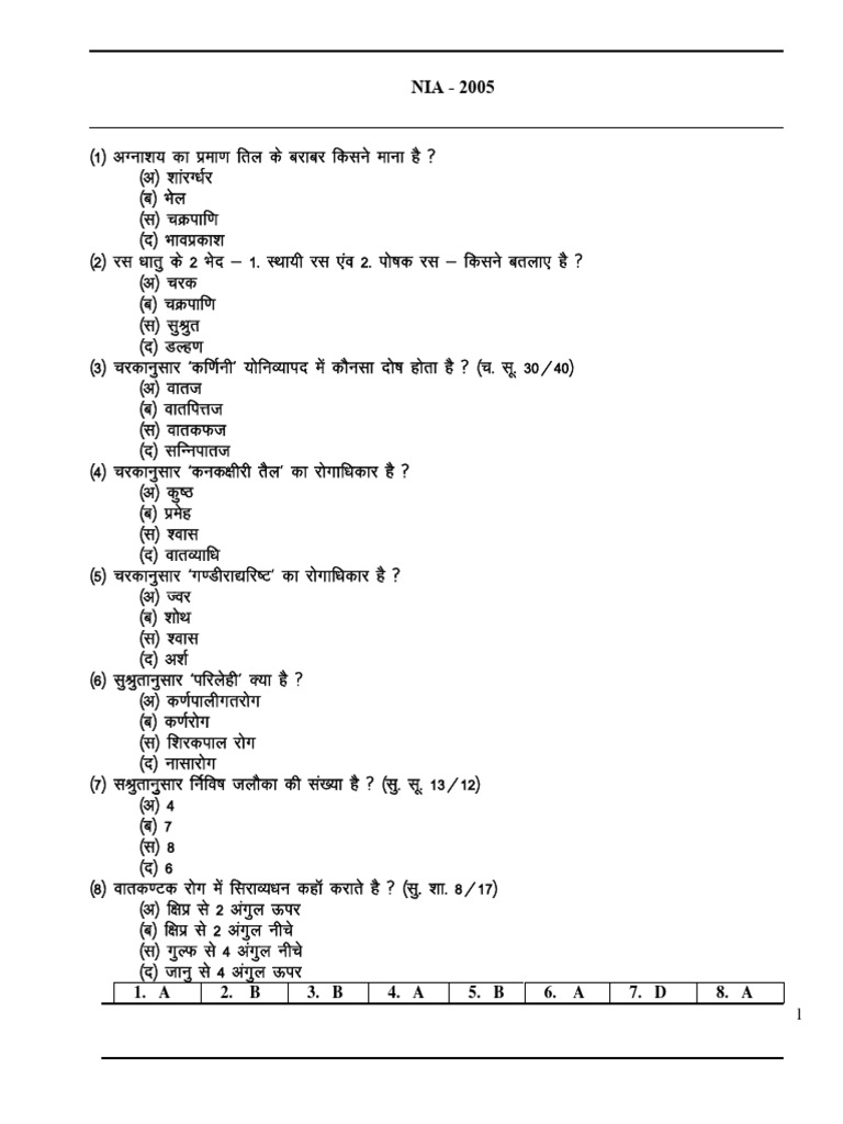 NIA Test Paper 2005 | PDF