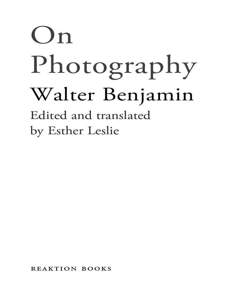 Walter-Benjamin - Small History of Photography | PDF