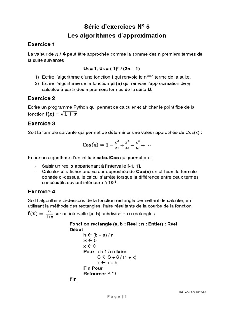 Série #5 Les Algorithmes D'approximation | PDF | Sciences et mathématiques