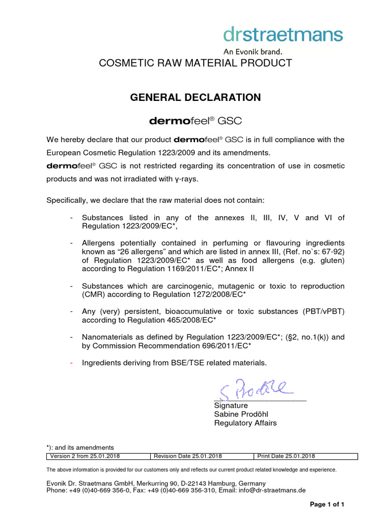 2018-01-25_DERMFEEL GSC_general_declaration | PDF