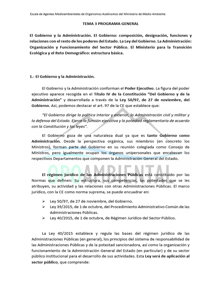 Temario Amas 2021 - Tema 3g | PDF | Gobierno de españa | Administración Pública