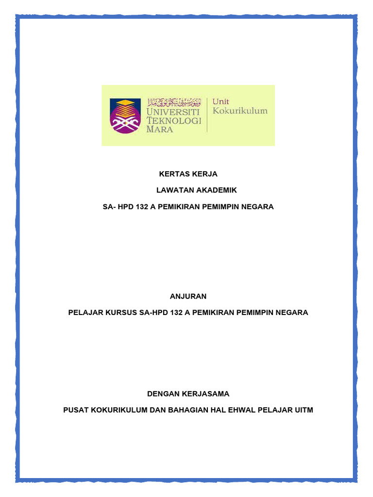 Kertas Kerja Lawatan Bermaklumat HPD 132 | PDF