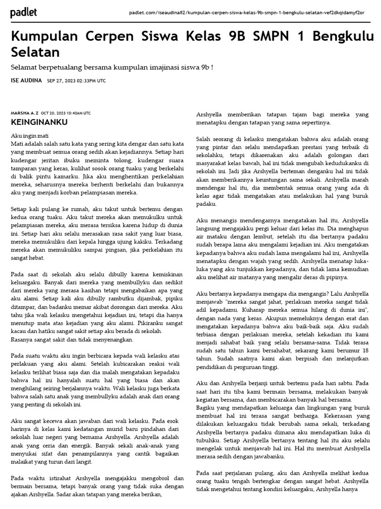 Cetak Cerpen 9b | PDF