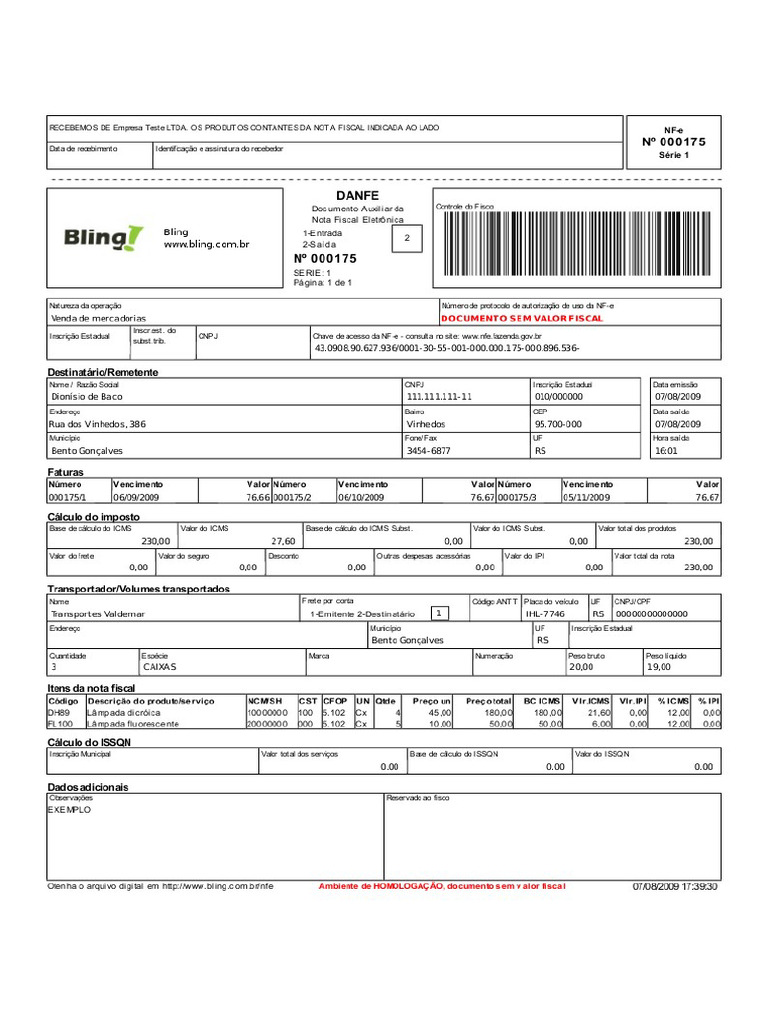 Teste Nota Fiscal | PDF