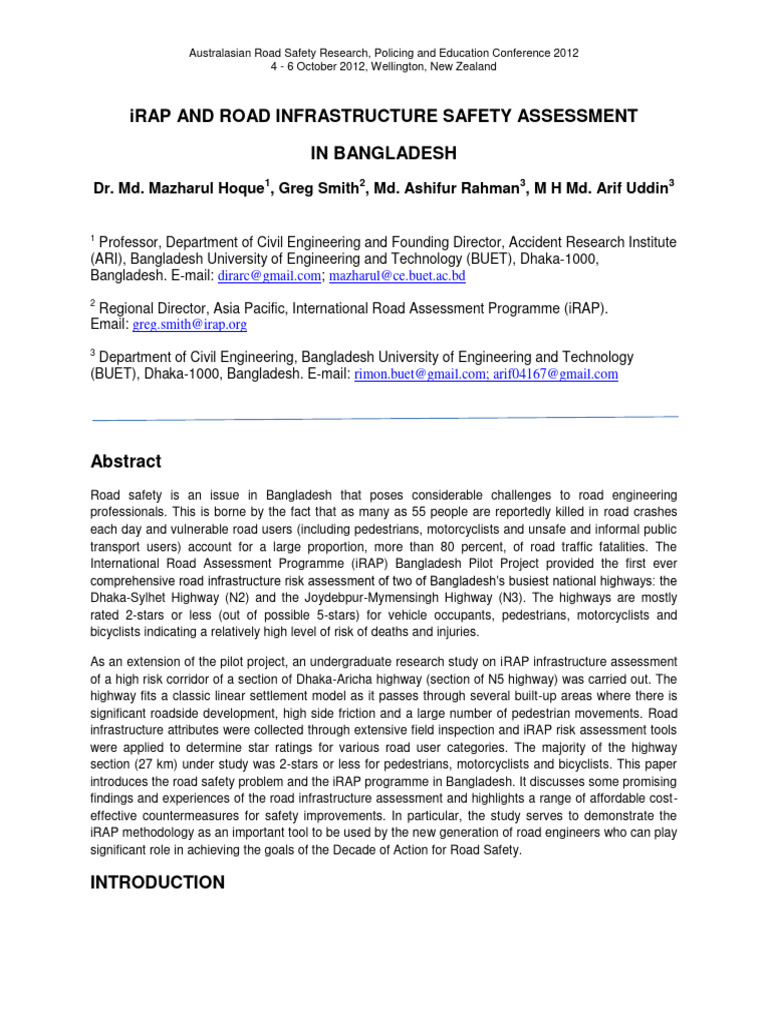 Hoque Et Al - Irap and Road Infrastructure Safety Assessment in ...