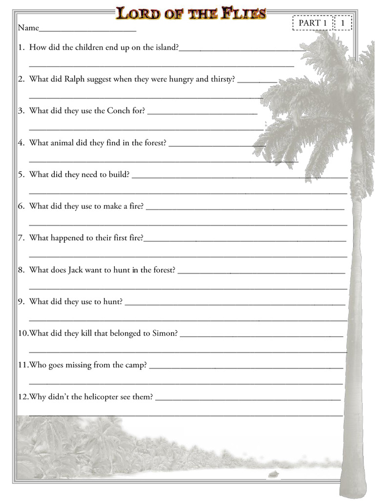 LordoftheFliesMovieGuideExtraActivityAnswerKeyIncluded 1 | PDF