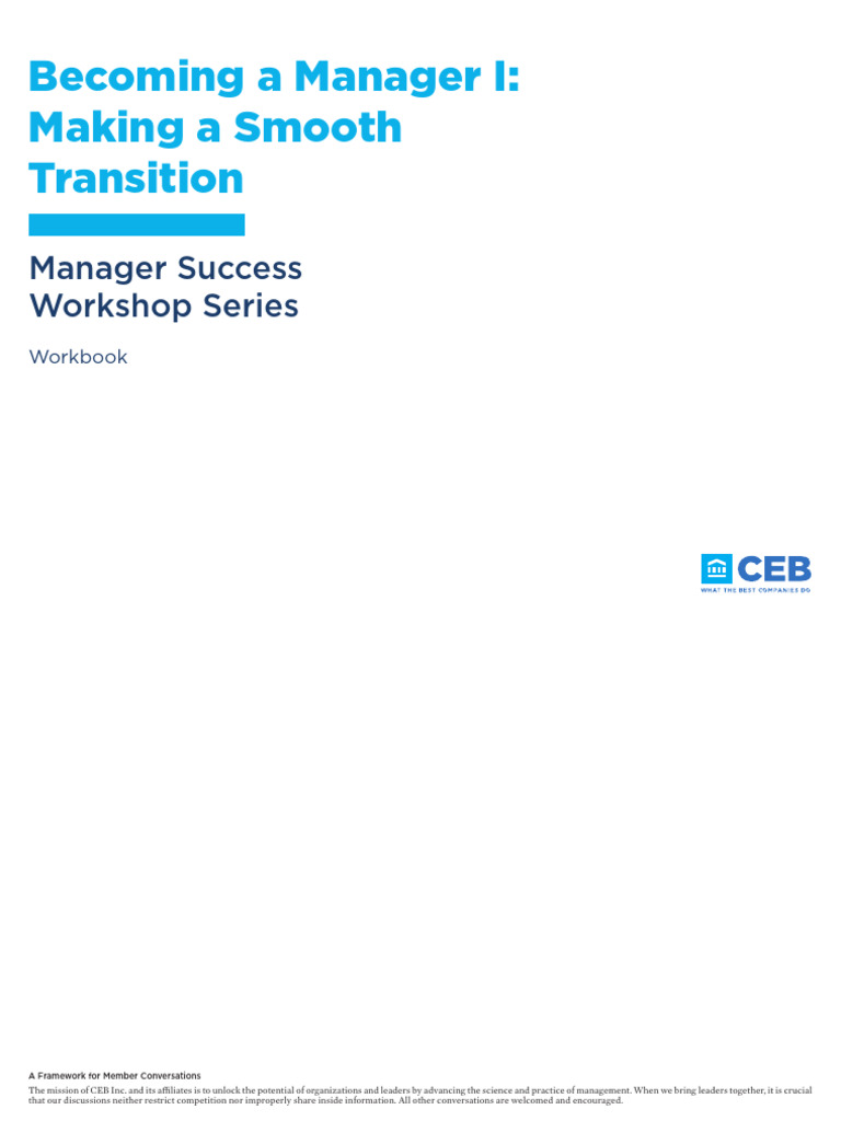 Becoming A Manager I - Workbook | PDF